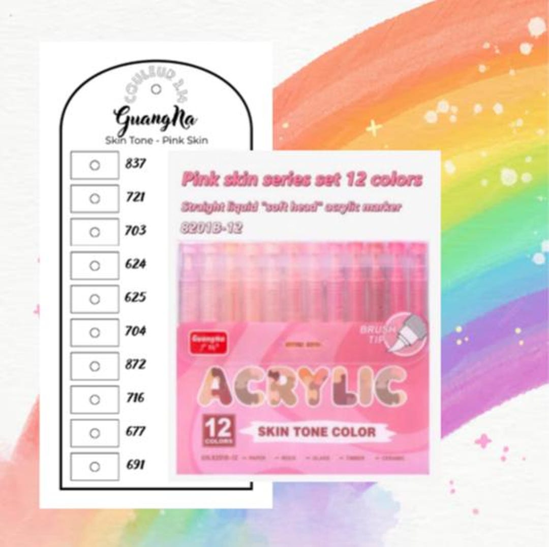 GUANGNA SKIN Acrylic Marker Color Chart for Mystery Coloring (blank ...