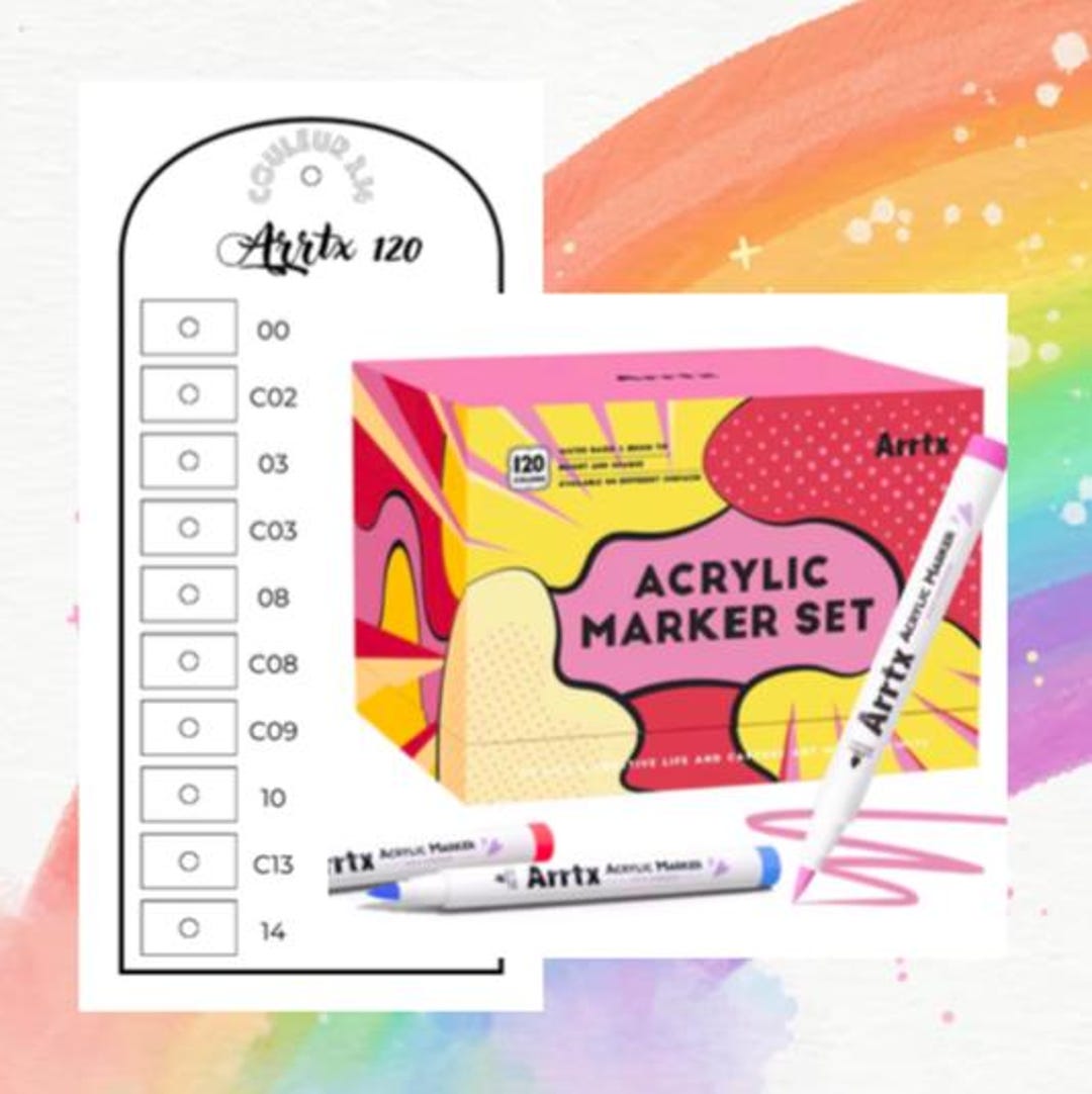 ARRTX 120 Acrylic Marker Color Chart for Mystery Coloring (blank ...