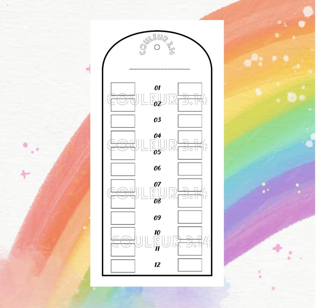 Blank Color Chart for Water Markers for Mystery Coloring (blank Digital ...