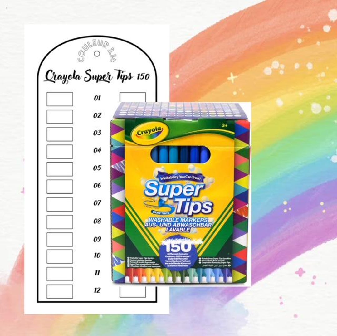CRAYOLA SUPER TIPS 150 Water-based Markers for Mystery Coloring (blank ...