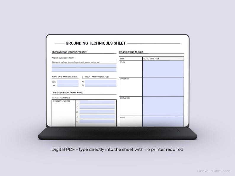 Grounding Techniques Sheet | Printable + Customizable Worksheet ...