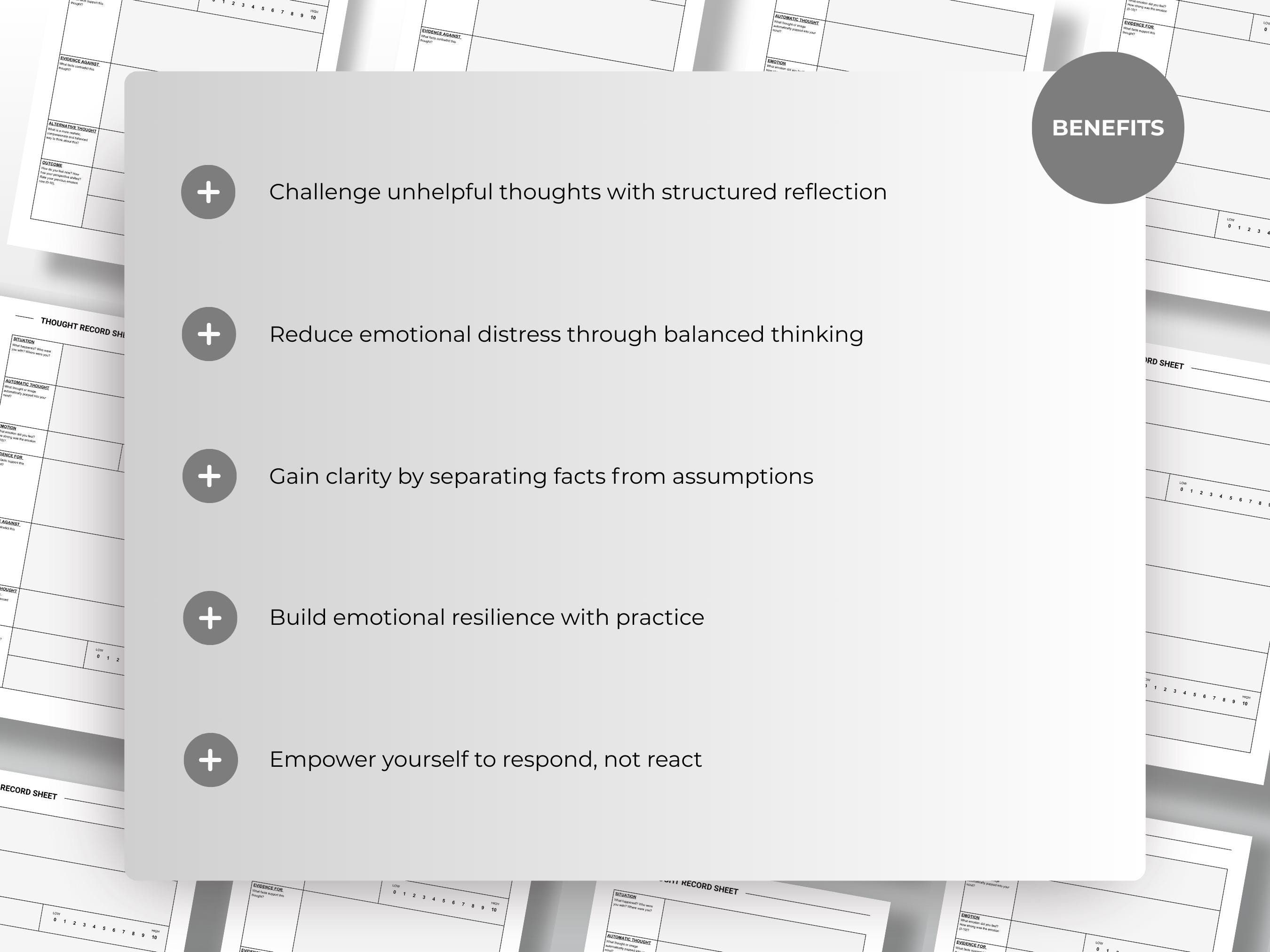 CBT Thought Record Sheet | Printable + Customizable Worksheet | Mental ...