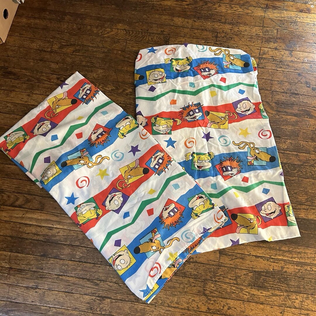 Vintage 1997 Nickelodeon Rugrats Twin Fitted & Flat Bed Sheet Tommy ...