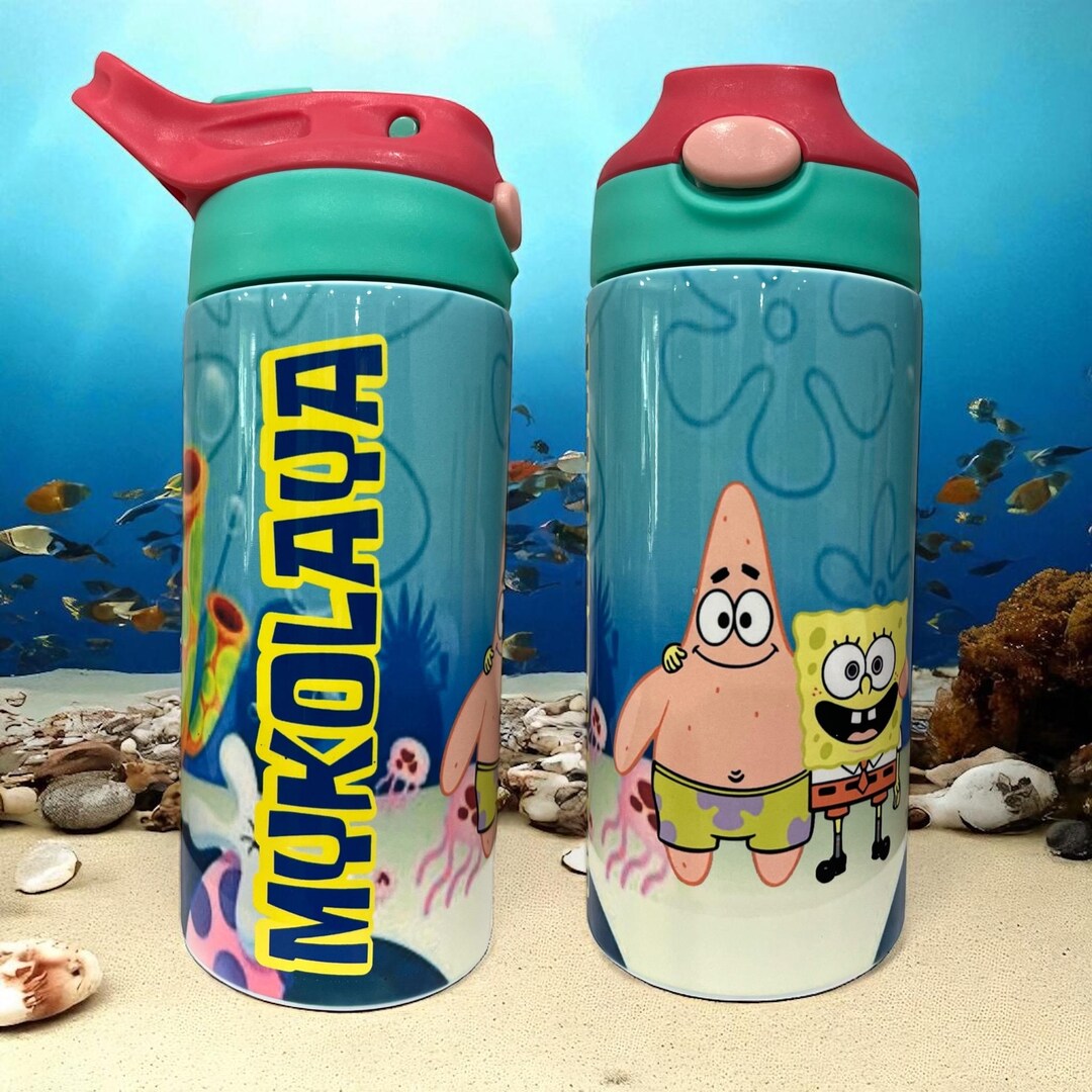 Personalized Spongebob , Kids Tumbler , Flip Top Water Botlle , 12oz ...
