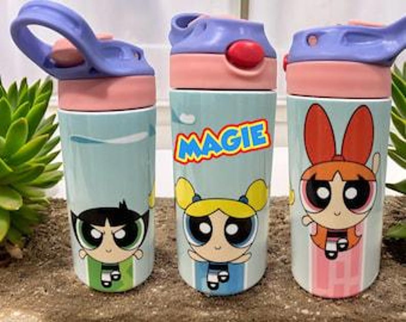 Personalized Powerpuff Girls , Kids Tumbler , Flip Top Water Botlle ...