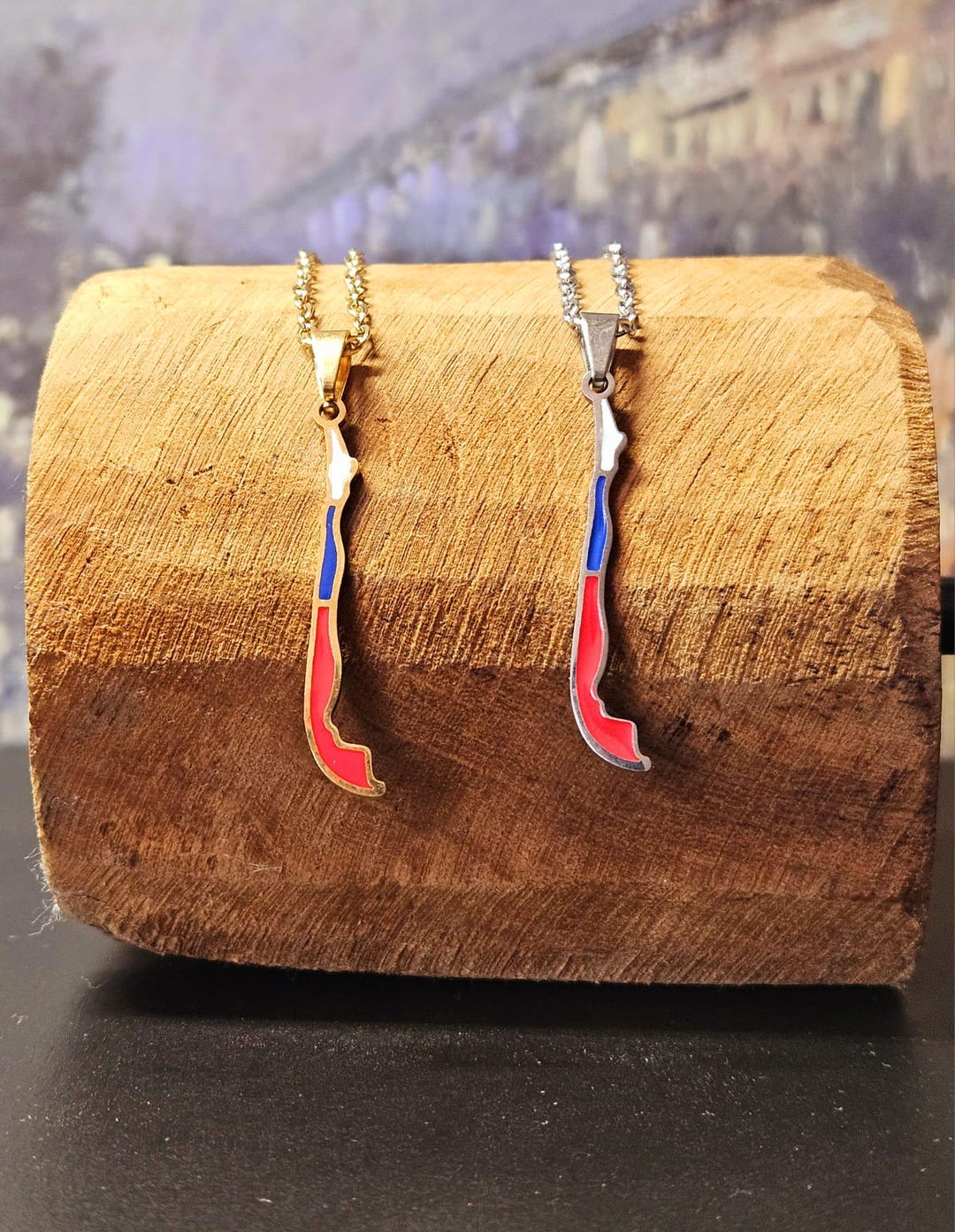 Chile Necklace Pendant Country Outline With Flag Gold Plated / Silver ...