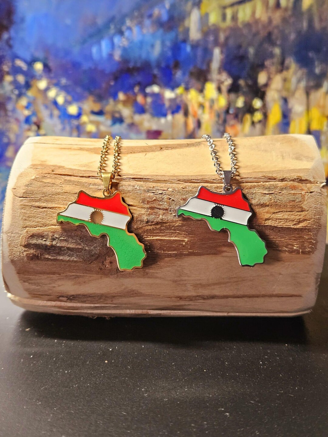 Kurdistan Necklace Pendant Country Outline With Flag Gold Plated ...
