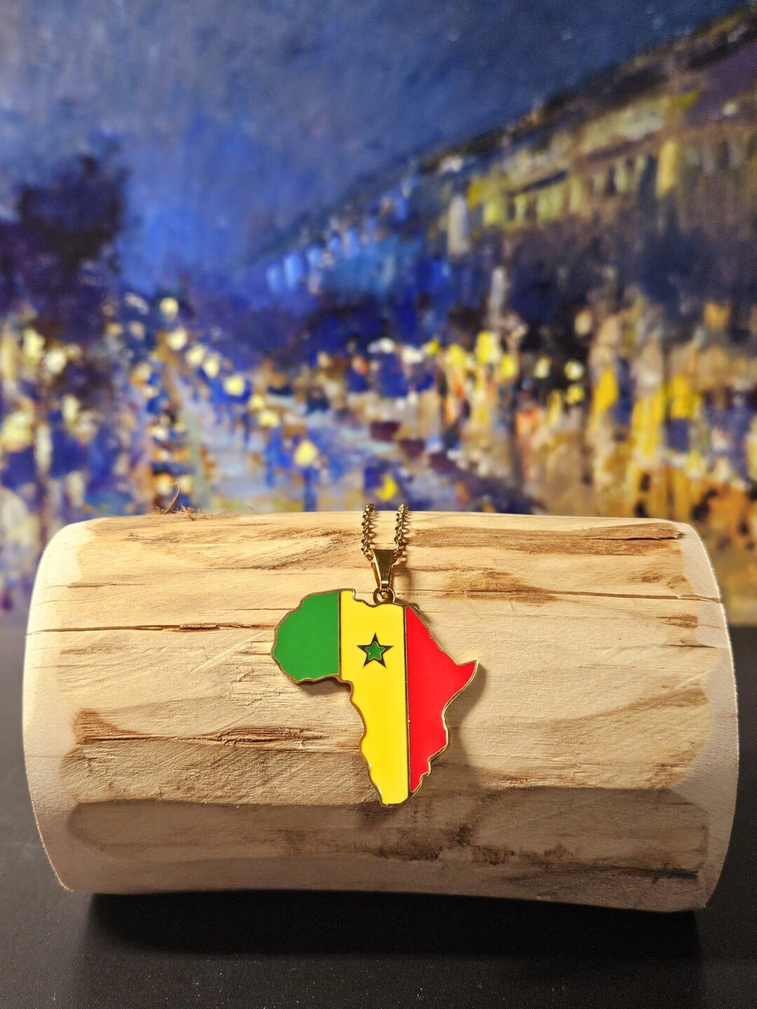 Senegal Africa Outline Necklace Pendant With Flag Gold Plated Senegal ...