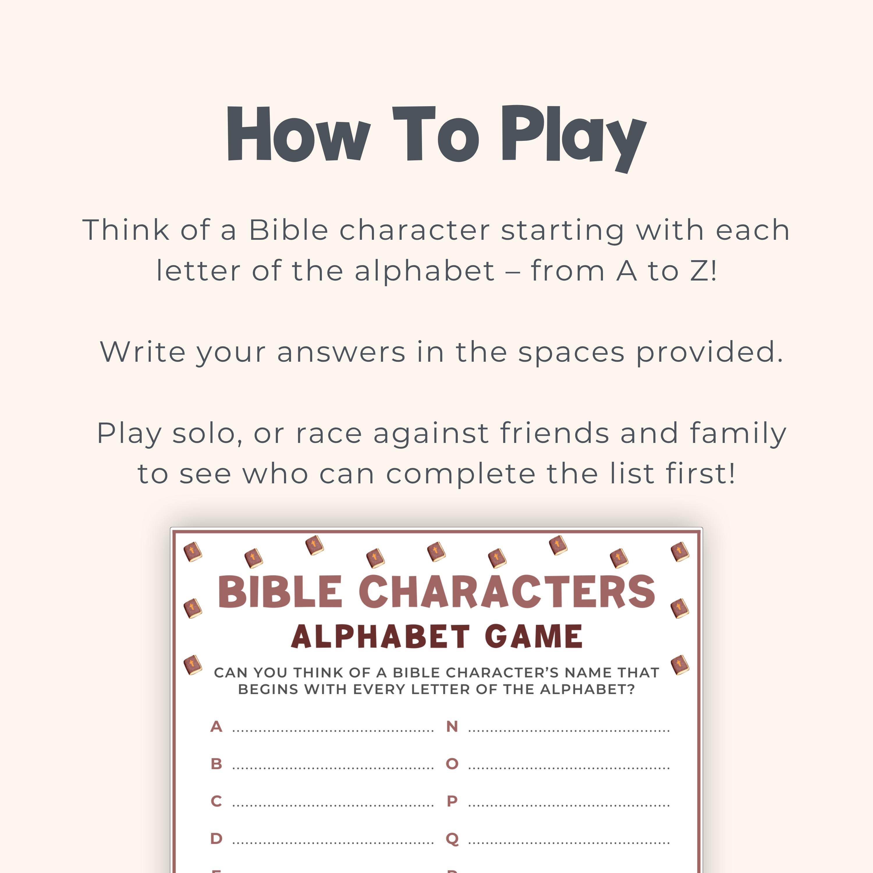 Bible Characters Alphabet Game Printable, A to Z Worksheet Activities ...