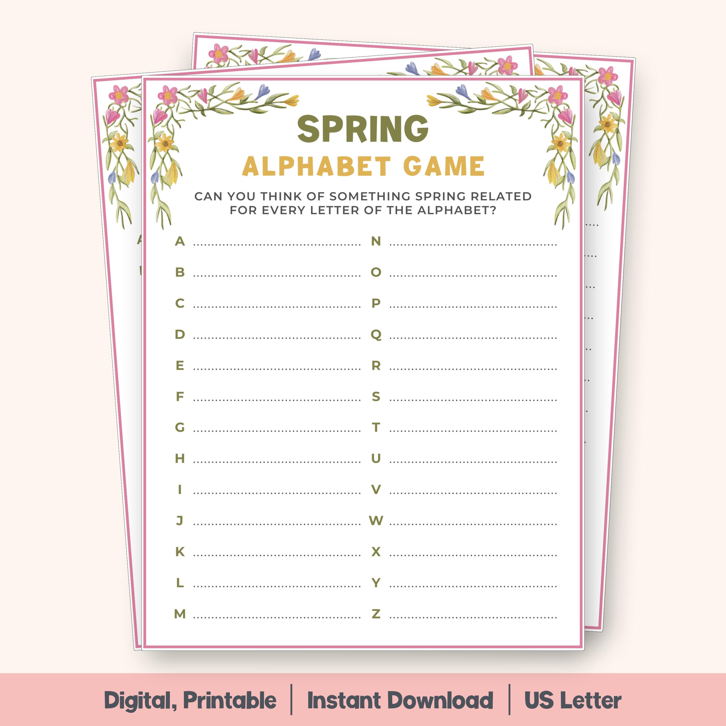 Spring Alphabet Game, A to Z Springtime Game, Spring ABC Challenge, Fun ...
