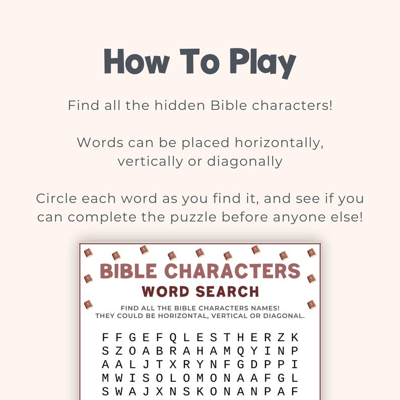 Bible Characters Word Search, Religious Word Find Game, Christian ...