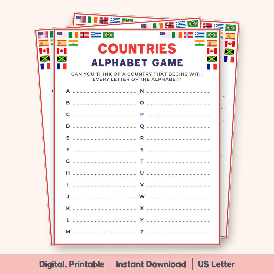 Countries Alphabet Game, A to Z Geography Game, Country Name ABC ...