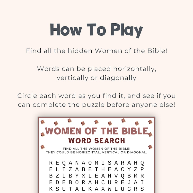 Women of the Bible Word Search, Religious Word Find Game, Biblical ...