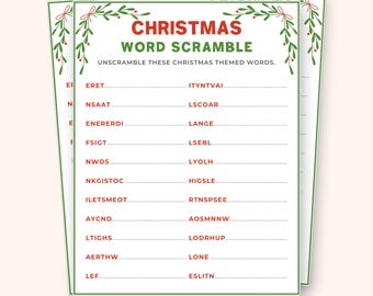 Christmas Word Scramble Game, Holiday Party Game, Printable Family ...
