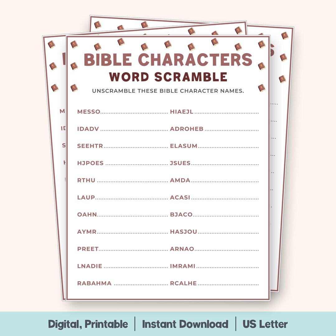 Bible Characters Word Scramble, Religious Word Game, Scripture Name ...