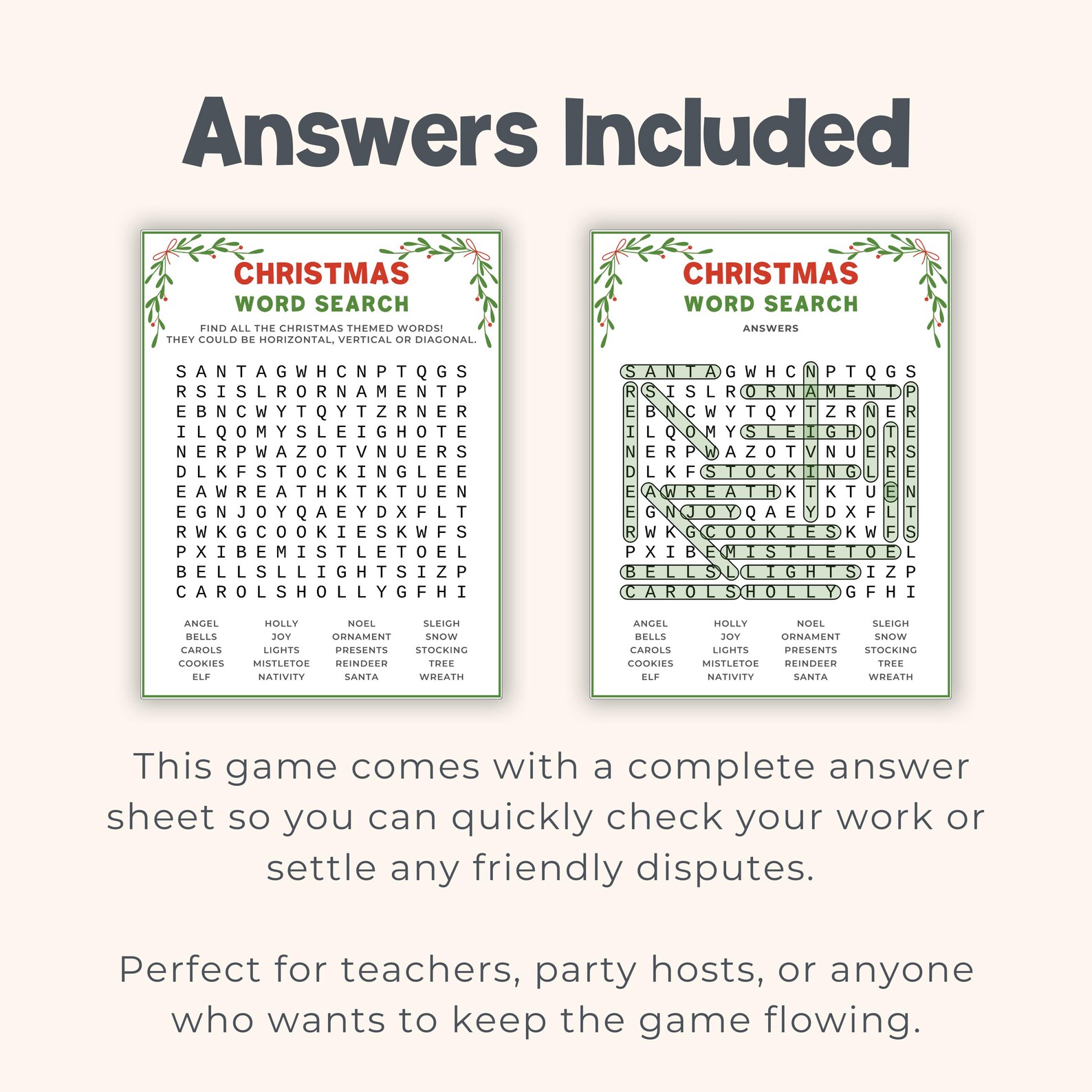 Christmas Word Search Printable, Holiday Word Find Game, Christmas ...
