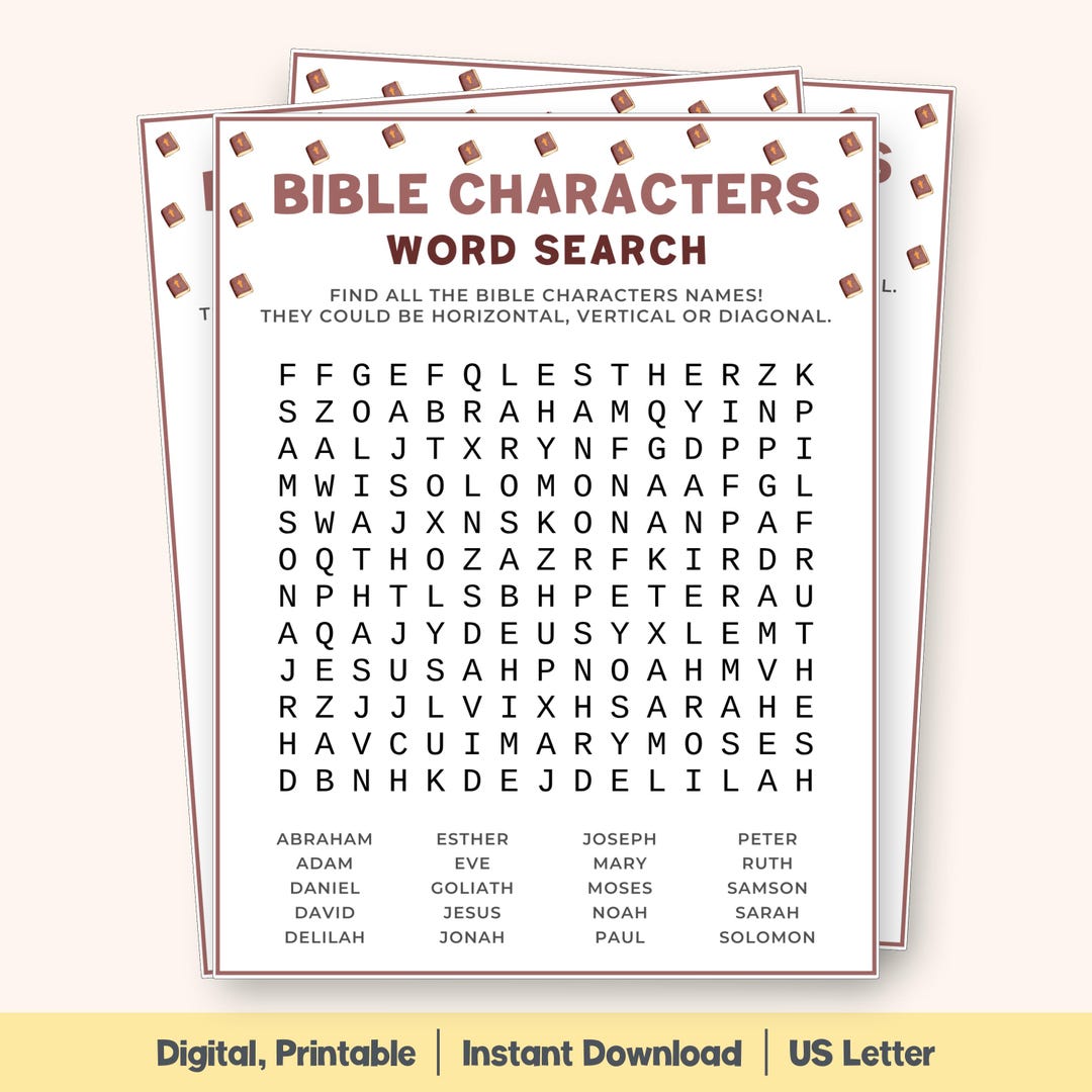 Bible Characters Word Search, Religious Word Find Game, Christian ...
