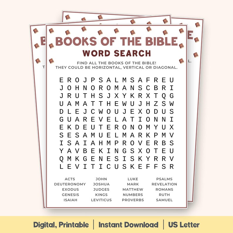 Books of the Bible Word Search Game, Religious Word Find Activity ...