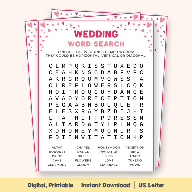 Wedding Word Search - Etsy
