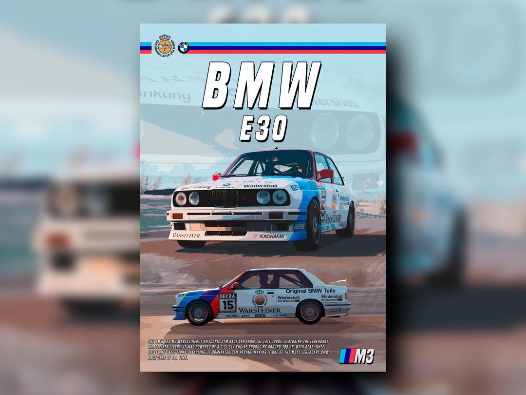 BMW E30 M3 Poster. Digital Download. Art Poster. Car Poster. Wall Decor ...