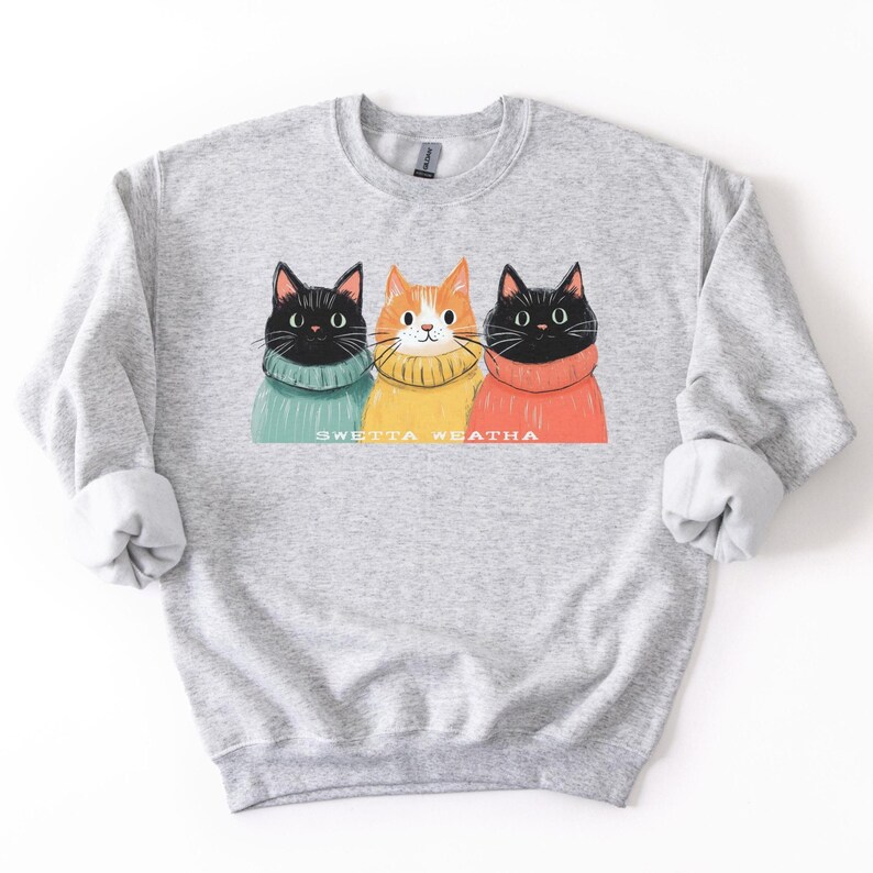 Cozy Fall Cats Sweatshirt, Cute Graphic Sweater Weather Shirt, Autumn ...