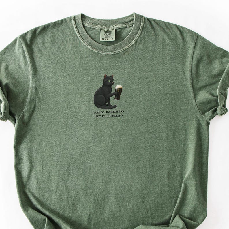 Hello Darkness My Old Friend Tshirt, Comfort Colors Cute Black Cat and ...
