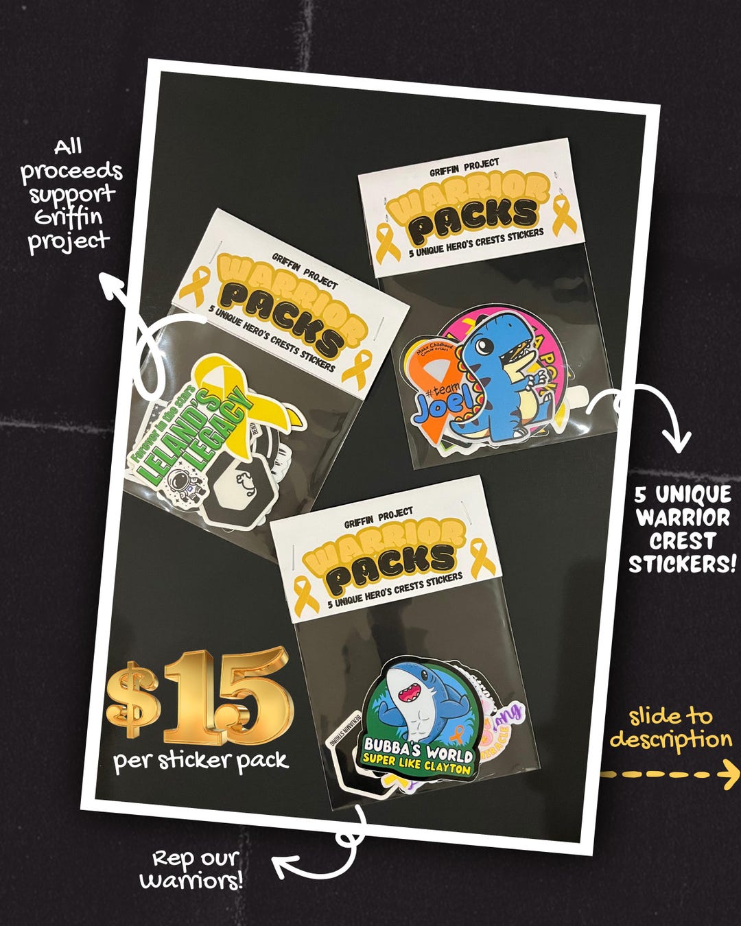 Warrior Sticker Packs. Packs of Random Selection of 5 Personal Cancer ...
