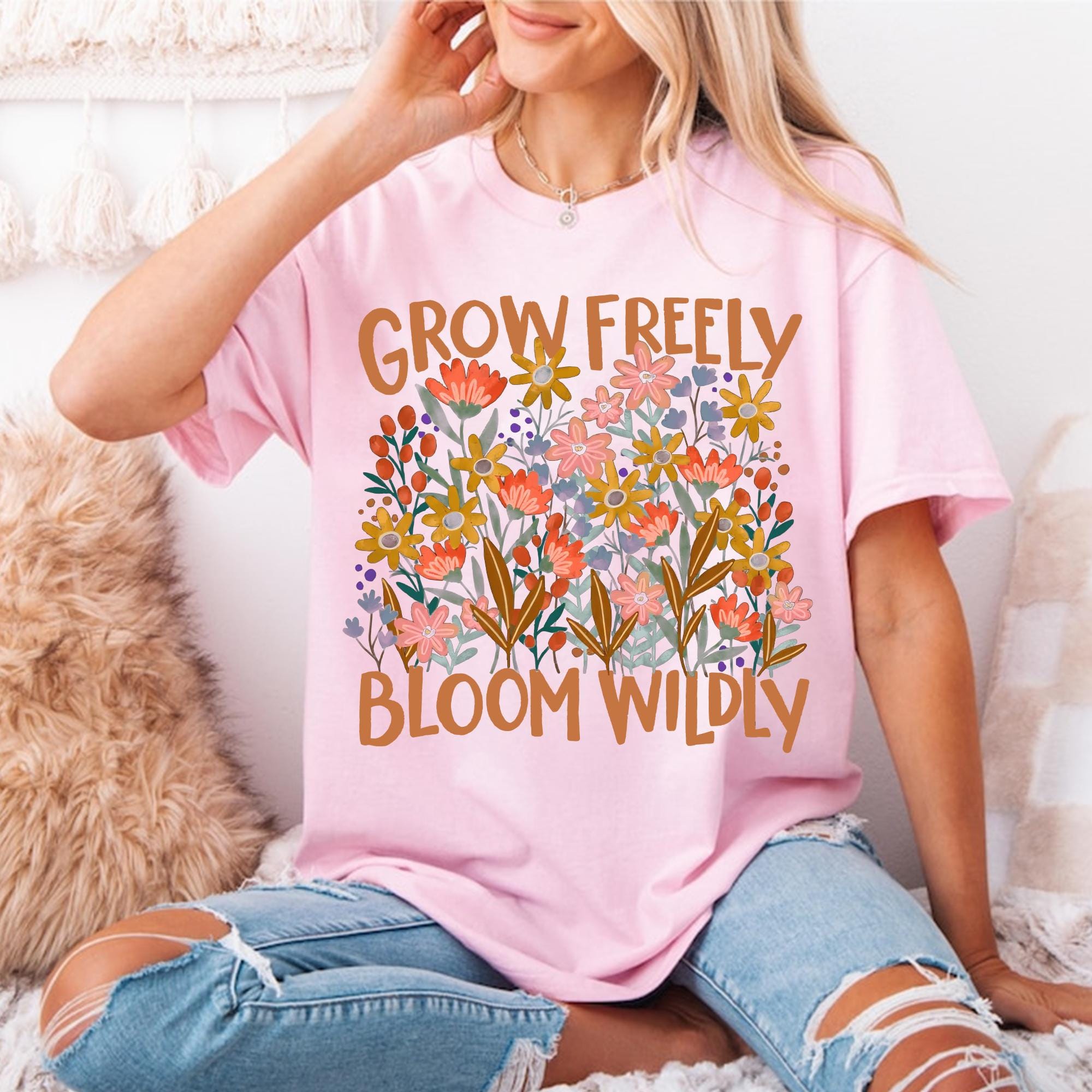 Grow Freely Bloom Wildly PNG, Boho Floral PNG, Inspirational Flower Png ...