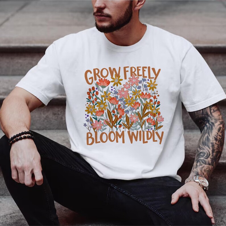 Grow Freely Bloom Wildly PNG, Boho Floral PNG, Inspirational Flower Png ...