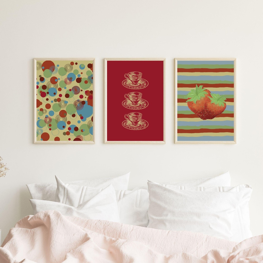 Eclectic Retro 2000s Twee Pattern Print Gallery Collage Set (7 Designs ...