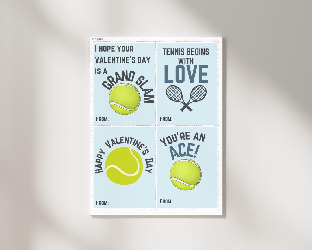 Tennis Valentine Cards | Editable Tennis Valentines Digital Download ...