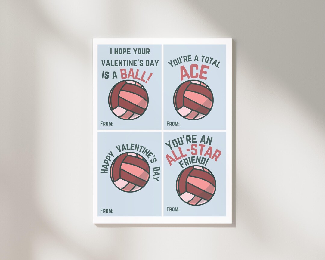 Volleyball Valentine Cards Editable Templates for Class Printable ...