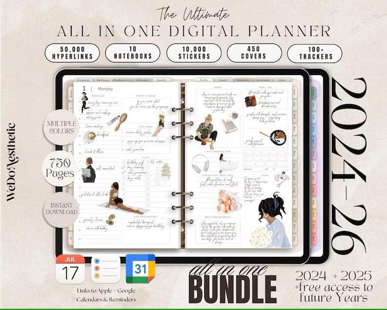 2025,2026 All-in-one Dated Digital Planner, Budget, Fitness, Notebook ...