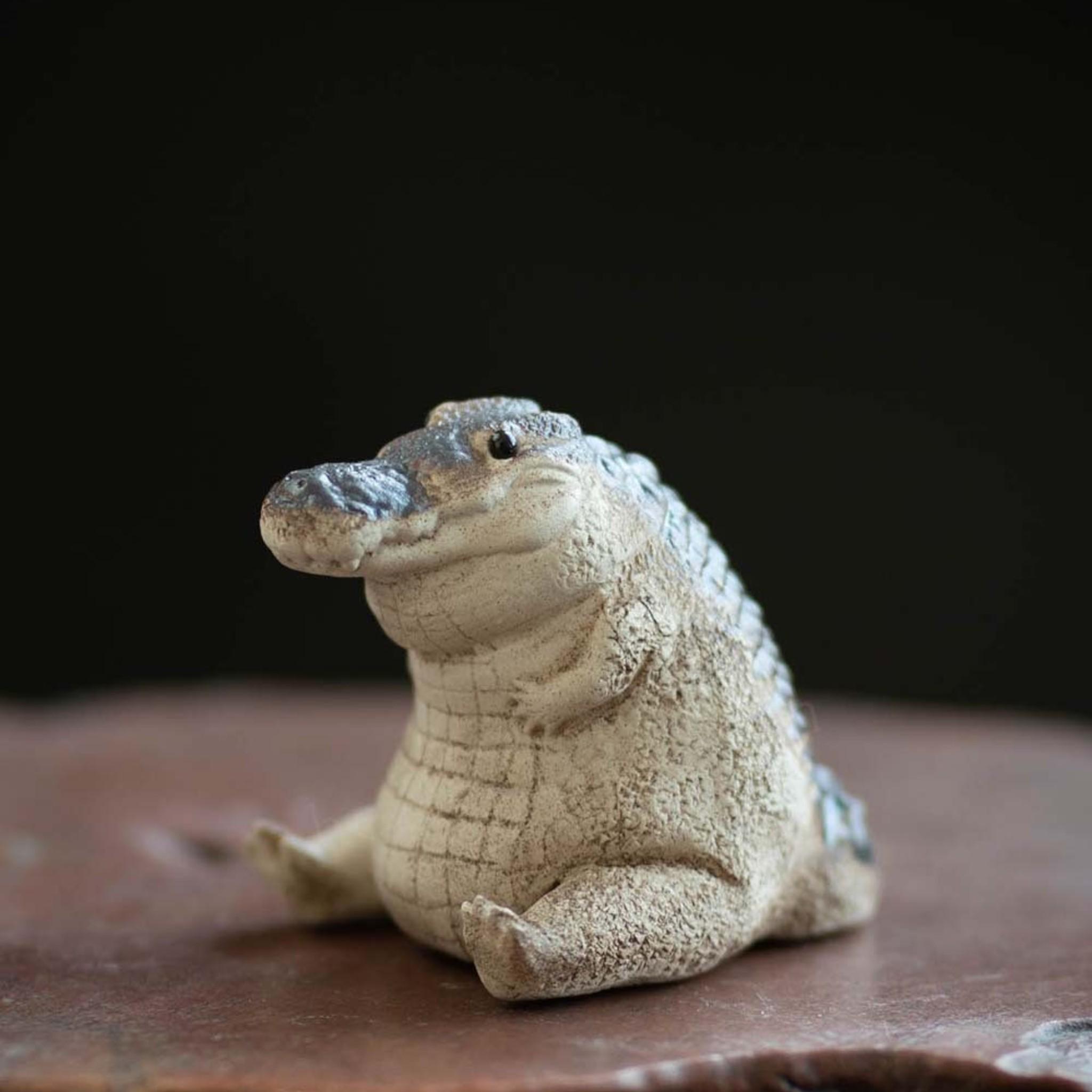 Crocodile Figurine | Cute Alligator Statue | Zen Tea Cap | Zen Statue ...