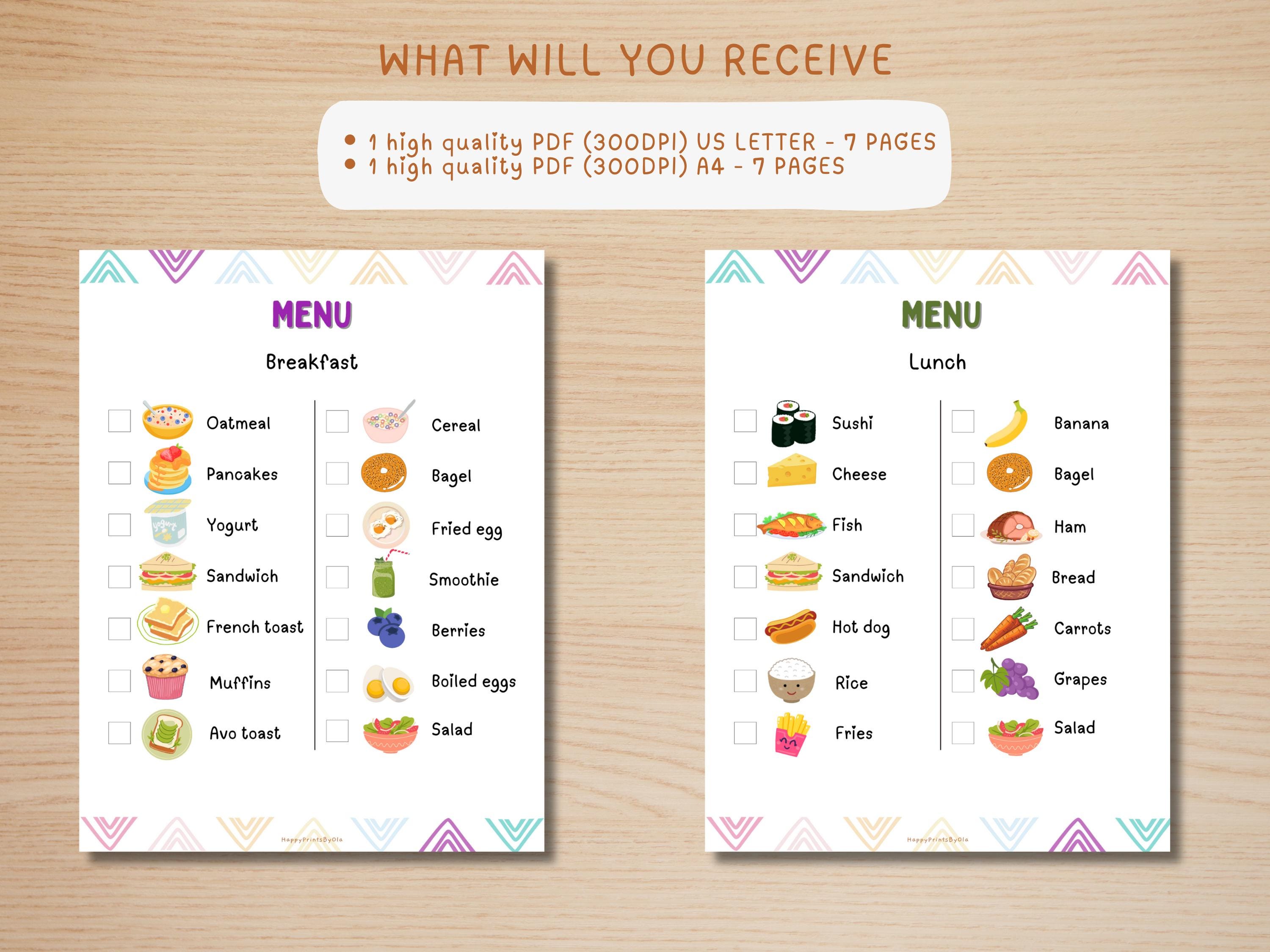 Printable Pretend Play Menu for Kids | Restaurant Roleplay | Fun ...