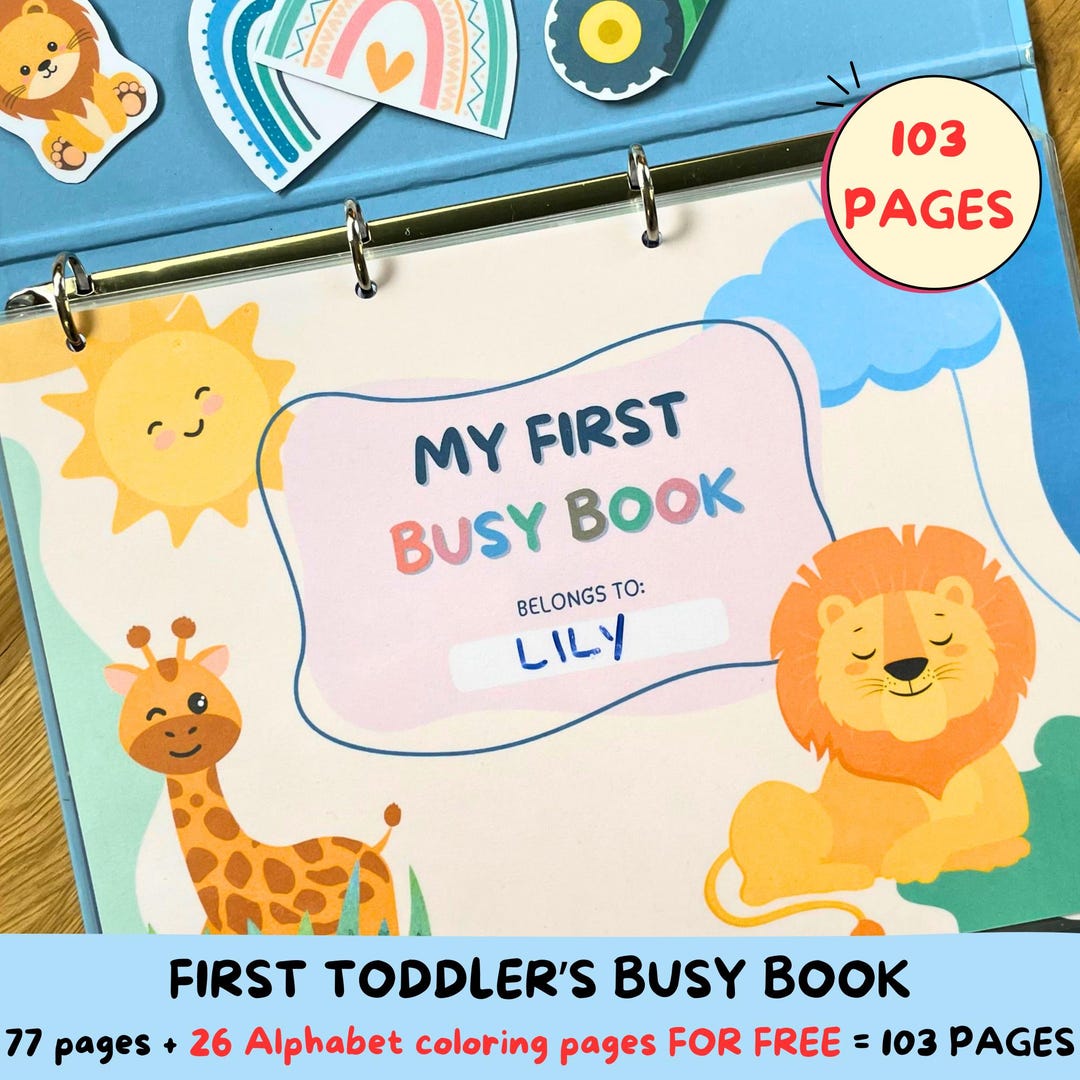 First Toddler Busy Book Printable | Interactive Printable Quiet Book ...