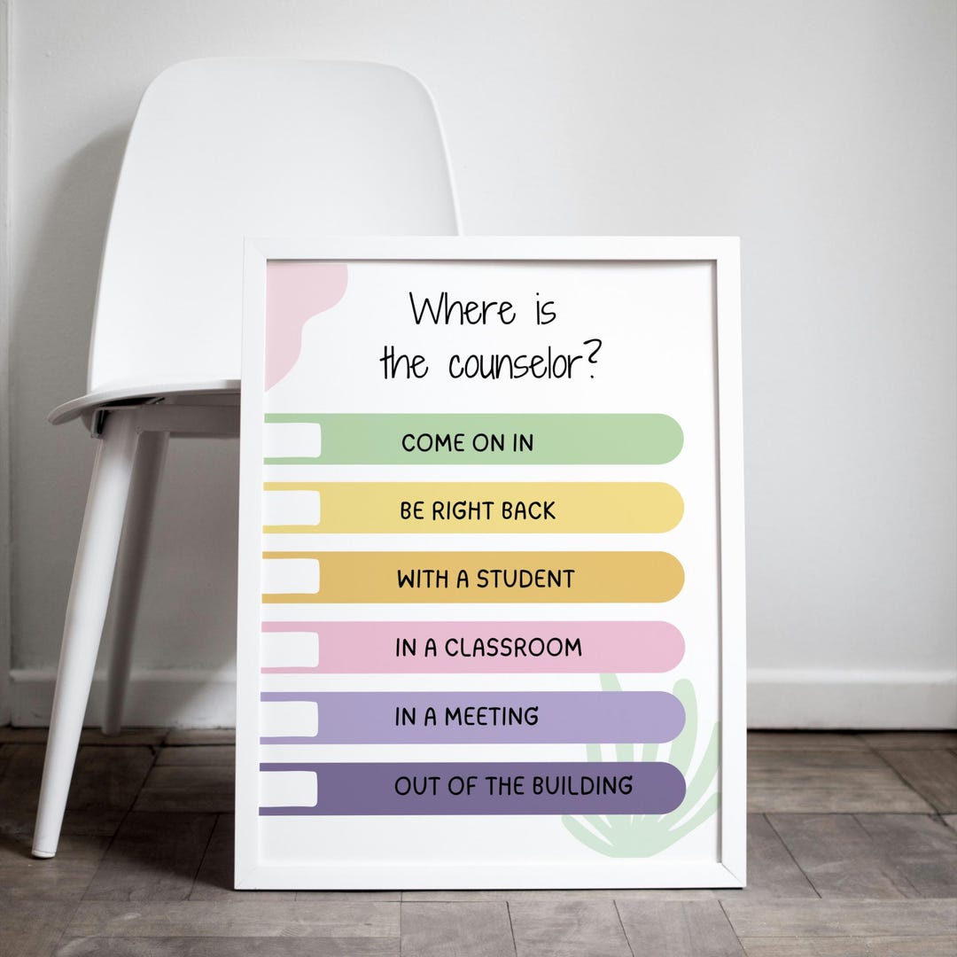 School Counselor Door Sign, Where is the School Psychologist, Where is ...