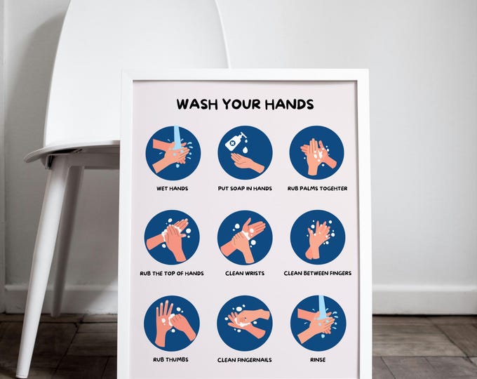 Cute, Simple Handwashing Poster for Classrooms and Kids - Etsy Canada