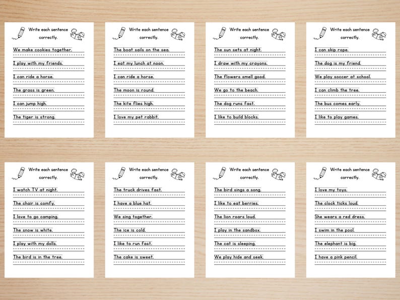 Sentence Writing Practice Worksheets | Phonics, Grammar, Sentence ...