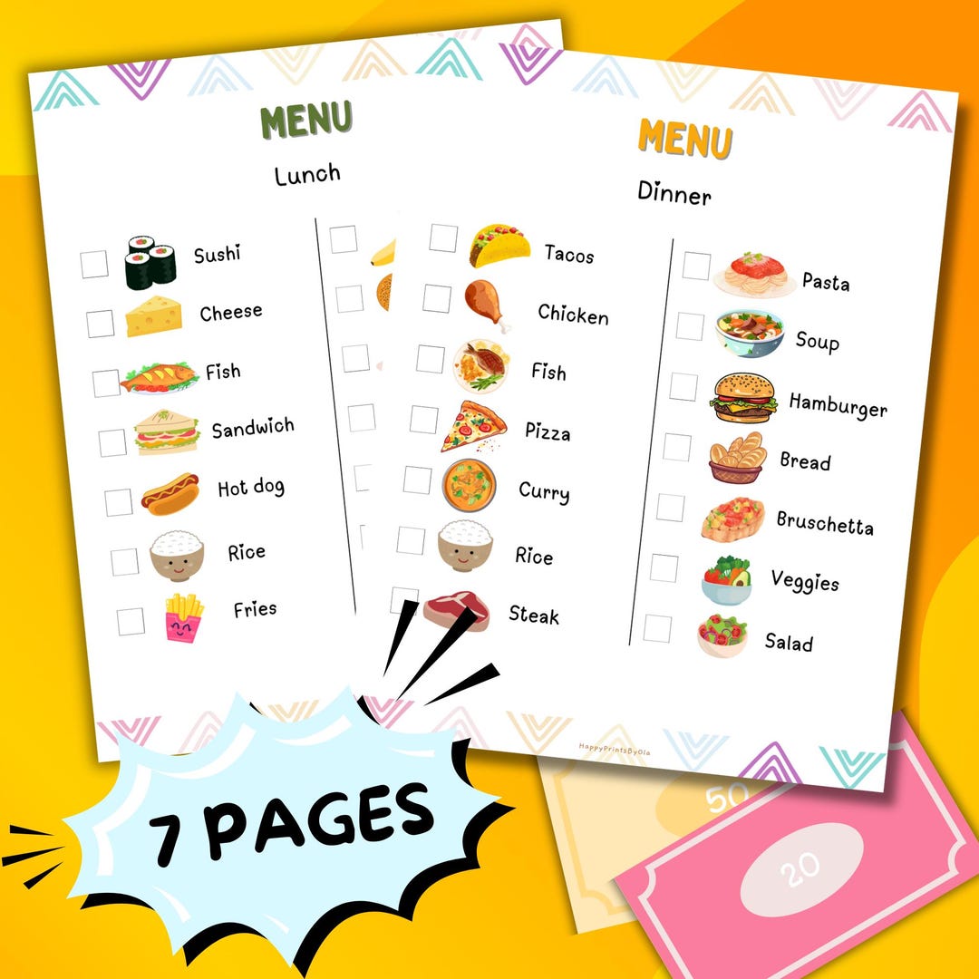 Printable Pretend Play Menu for Kids | Restaurant Roleplay | Fun ...