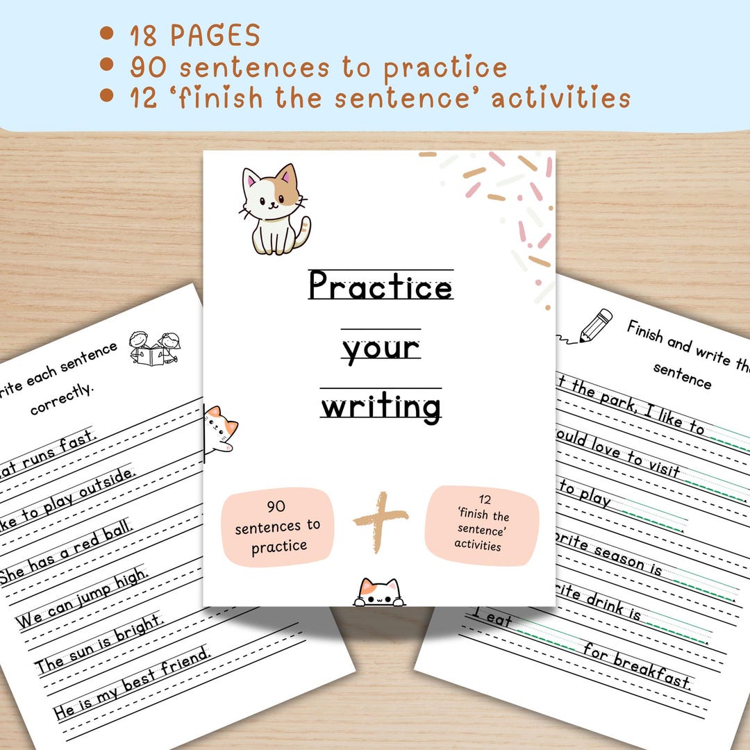 Sentence Writing Practice Worksheets | Phonics, Grammar, Sentence ...
