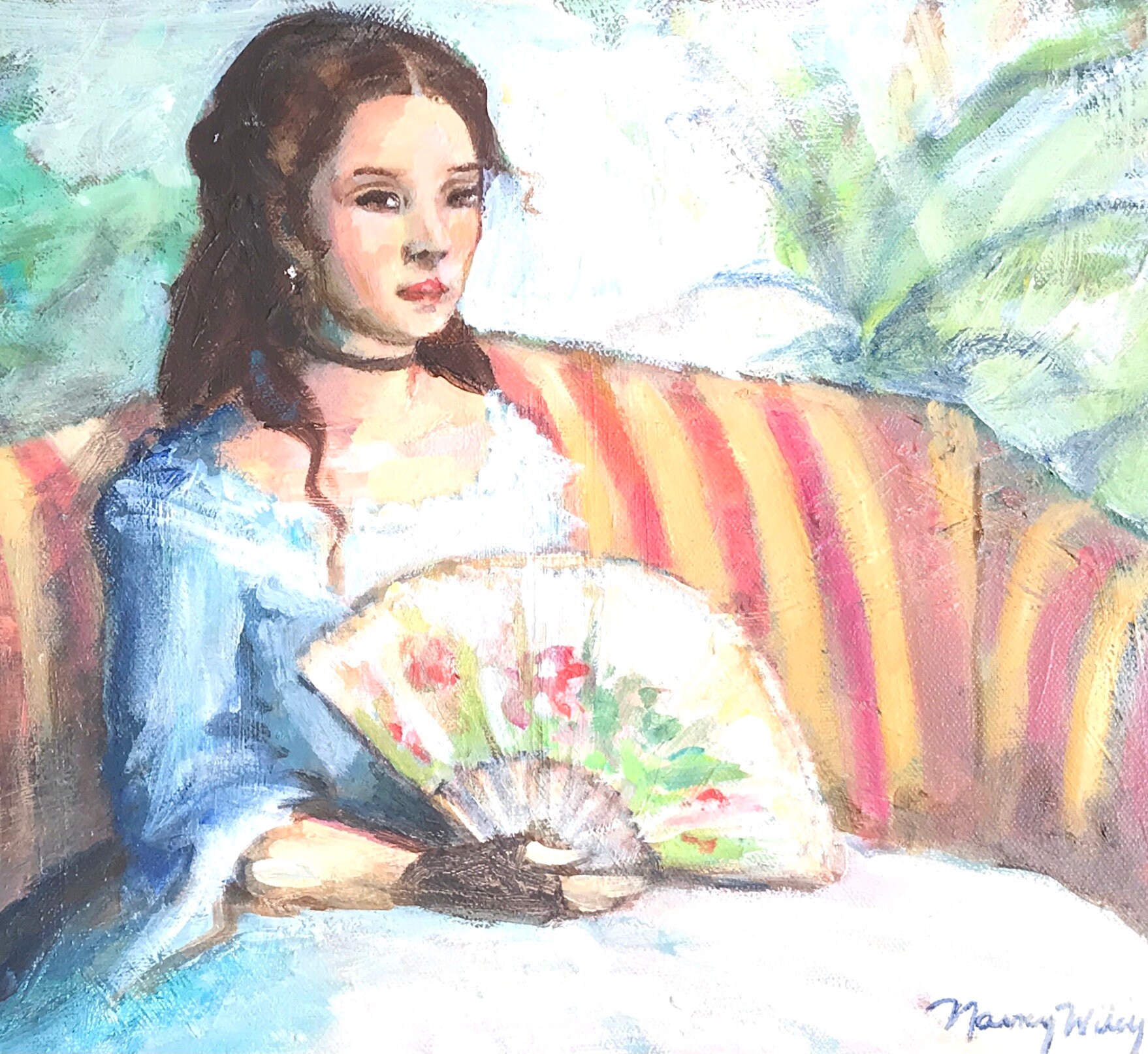 Nancy Wiley Painting, Original Oil on Canvas, Contemporary Art, Girl ...