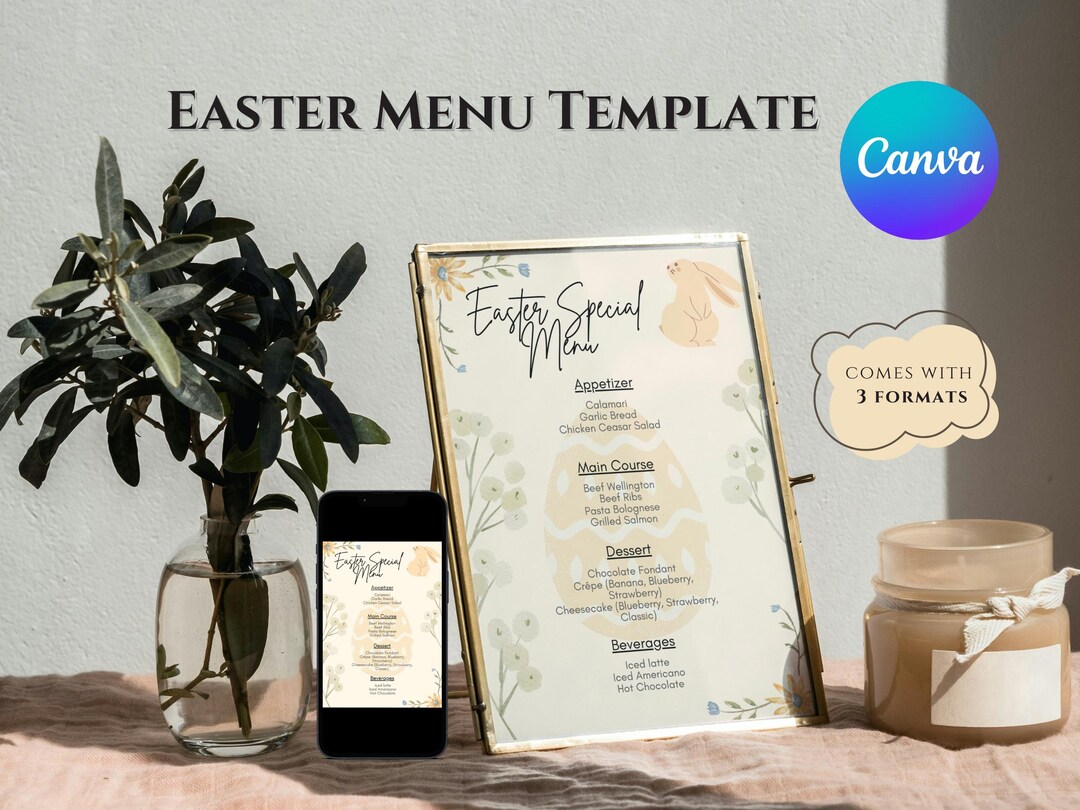Easter Special Menu Canva Template, Spring Menu Template, Holiday Menu ...