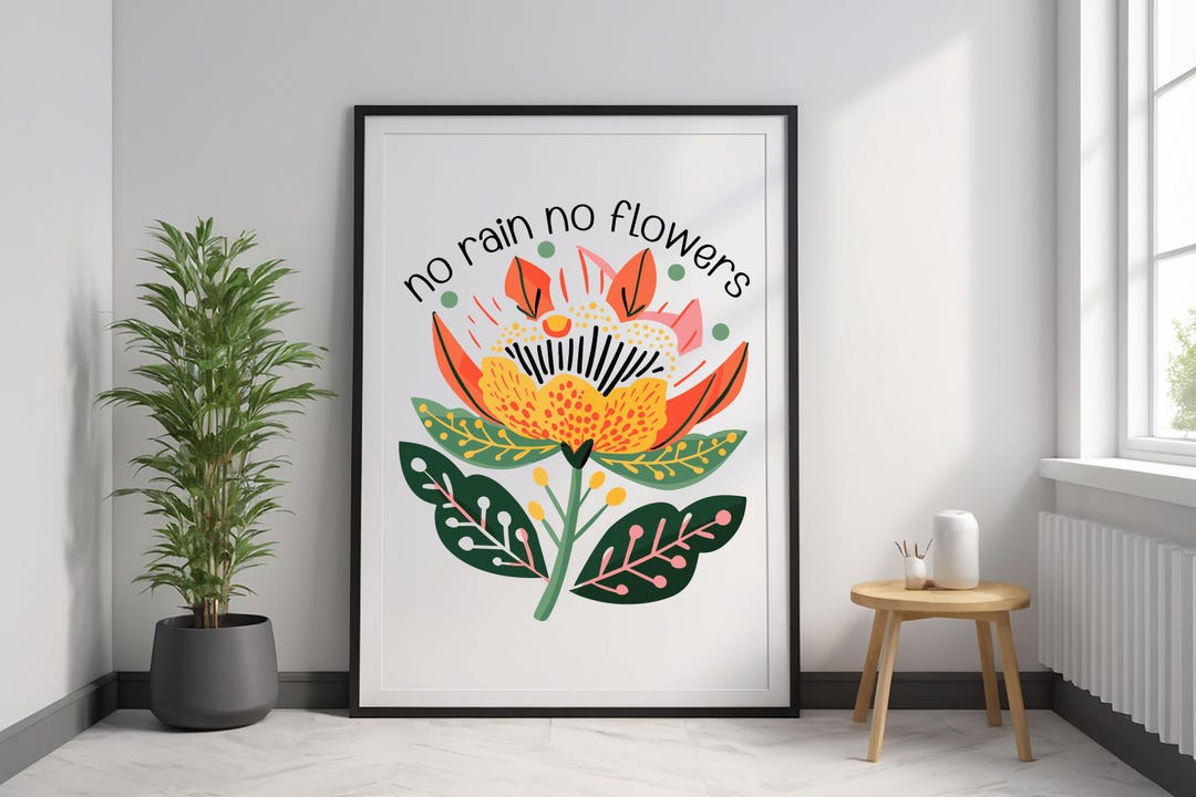 No Rain No Flower PNG | Floral Clipart PNG | Flower and Rain Art | Gift ...