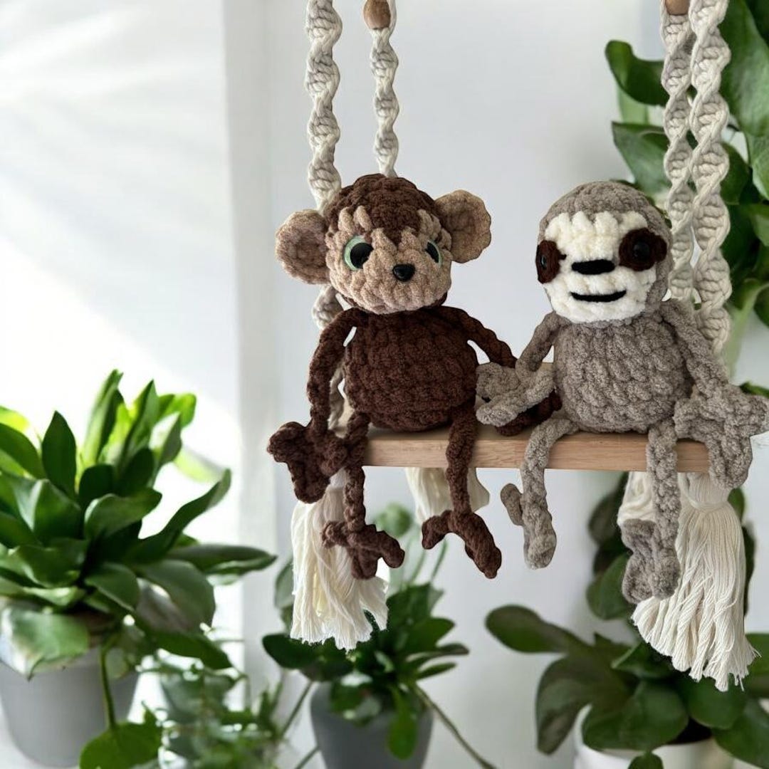 Fidget Monkey & Sloth Crochet PDF 2 in 1 Pattern Bundle Plush Toy ...