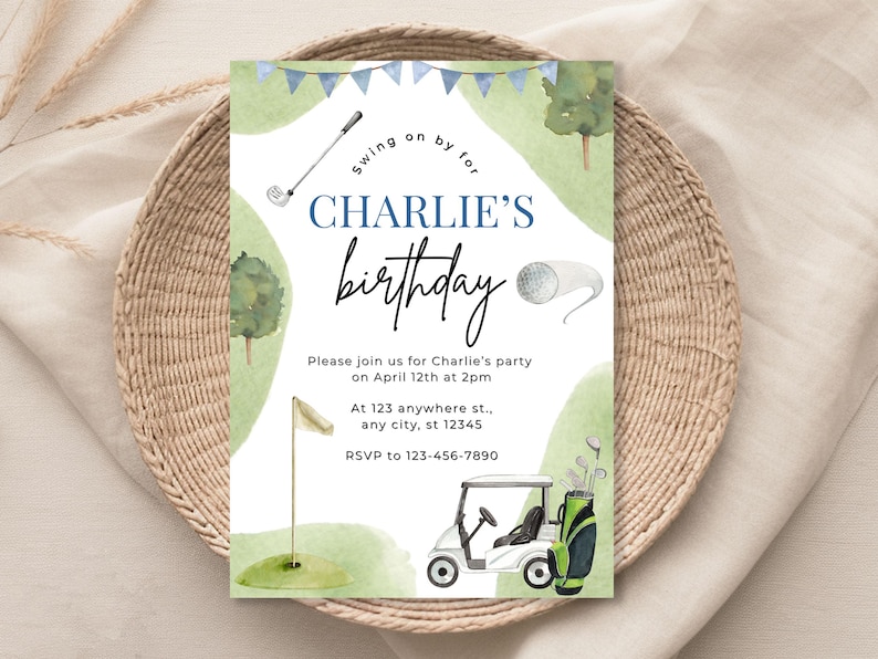 Swing on by Golf Theme: Editable (digital Download) Birthday Invitation ...