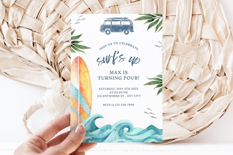 Surf's up Ocean Beach Surfer Theme: Editable (digital Download ...