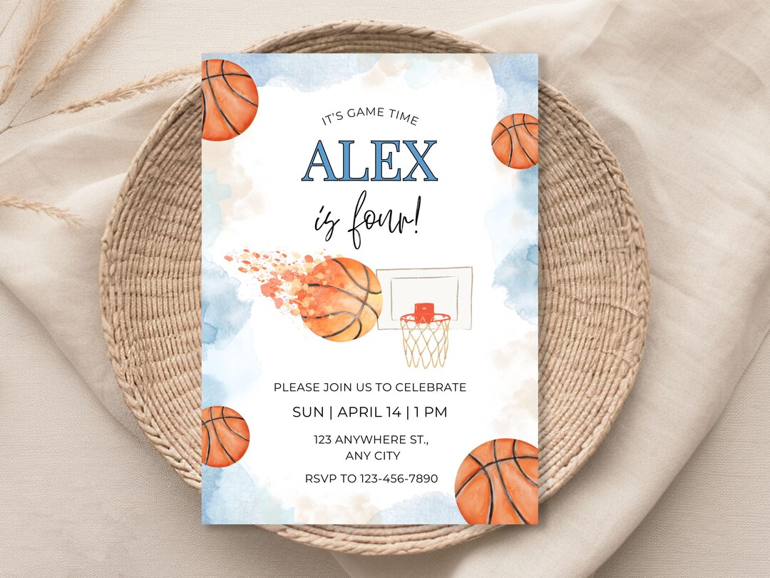 Slam Dunk Birthday Bash Basketball Theme Editable Digital Birthday ...