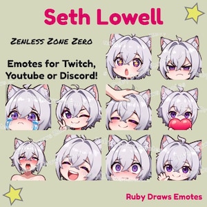 Seth Lowell Zenless Zone Zero Chibi Style Emotes for Twitch, Youtube ...
