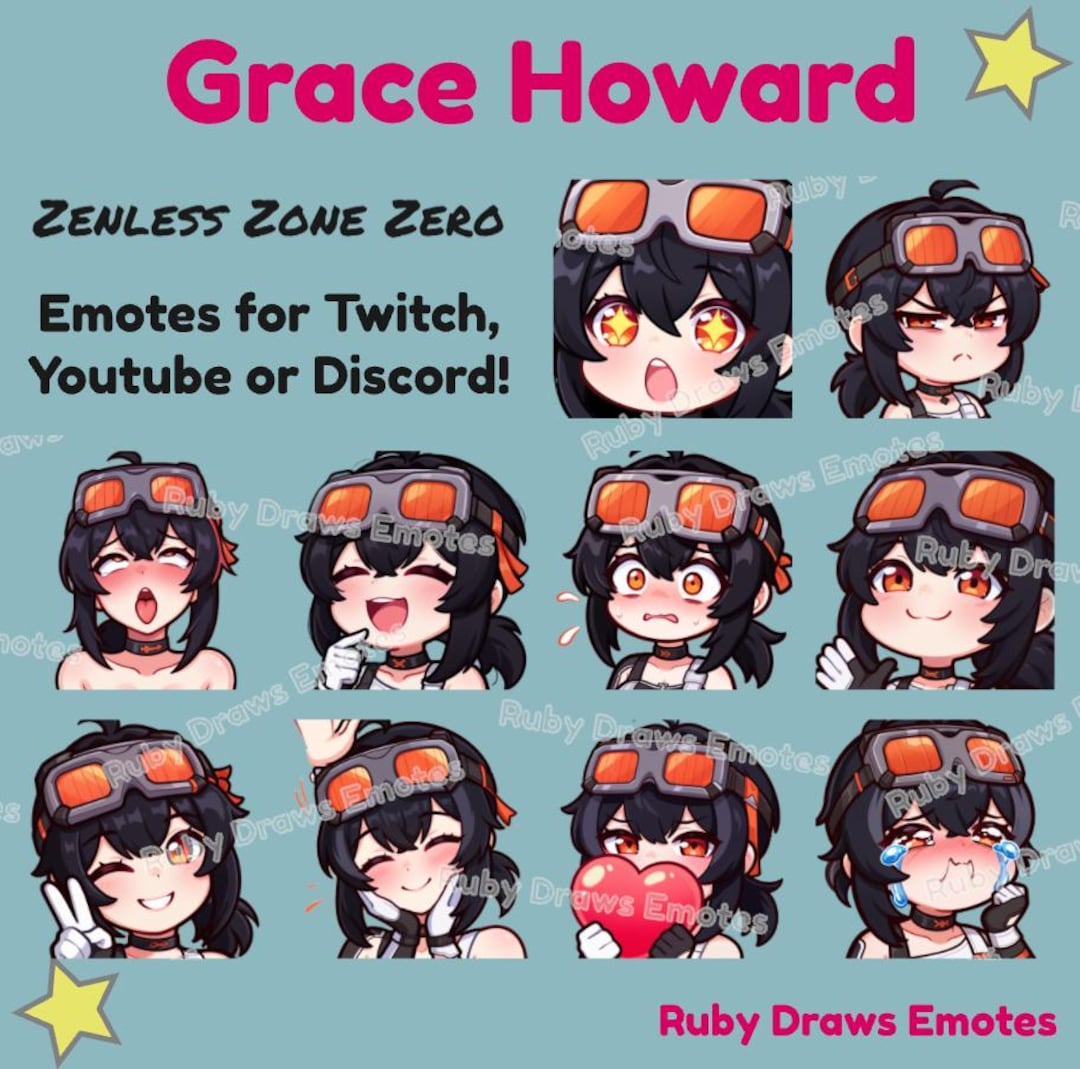 Grace Howard Zenless Zone Zero Chibi Style Emotes for Twitch, Youtube ...